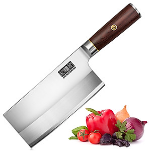 HOSHANHO Ultra Sharp Cleaver Knife, Powder Steel and High Carbon Steel Chinese Cleaver Knife, Butcher Knife with Wooden Handle, Meat Cleaver for Home and Restaurant