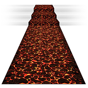 Pinkunn 24 Inch x 10 ft Plastic Hot Coals Runner Party Decorations Lava Themed Party Theme Tablecloth Runner Table Floor Cover for Fire Volcano Halloween Birthday Party Supply