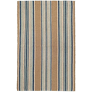 Dash and Albert Blue Heron Cotton Area Rug - 2' x 3' Blue Stripe Handwoven Accent Rug - Durable, Lightweight, High Traffic Areas Hallway, Bedroom, Stairs