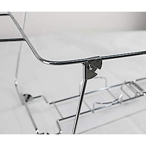 6 Pack Buffet Wire Rack Folding Chafing Stand Chrome Frame Serving Trays Food Warmer | Easy Foldable Collapsible for Storage & Reuse for Home Party, Wedding and Birthday Party Event Catering Supplies