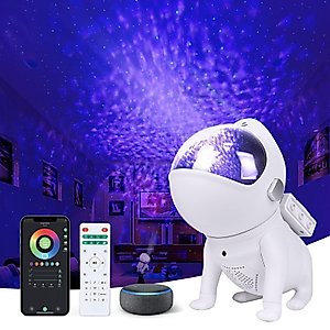 Luubeibei Space Dog Star Projector Galaxy Projection Light Night Built-in Bluetooth Speaker and Remote Starry Sky with Timer for Adults Decor for Bedroom Ceiling and Holiday Gift Lamp