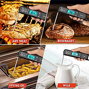 Venigo Digital Meat and Food Thermometer for Cooking and Grilling, Waterproof Instant-Read Cooking Thermometer, Kitchen Probe Thermometer for Baking, Roasting, Smoking, Deep Frying (Black)