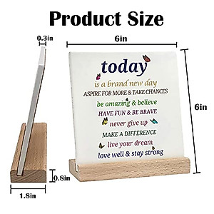 Urbcent Inspirational Desk Decoration for Women Encouragement Gifts for Women Friends Motivational Signs Desk Decorative 6"x6" Plaque Positive Cheer Up Birthday Gifts for Women