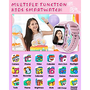 Dolwenqi Kids Smart Watches Gift for Girls 3-12 Year Old, 26 Puzzle Games Kids Watch with Habit Clock Music Player Torch Camera, HD Touchscreen Watches for Girls Gift Toys for Girls Ages 5 6 7 8 9 10