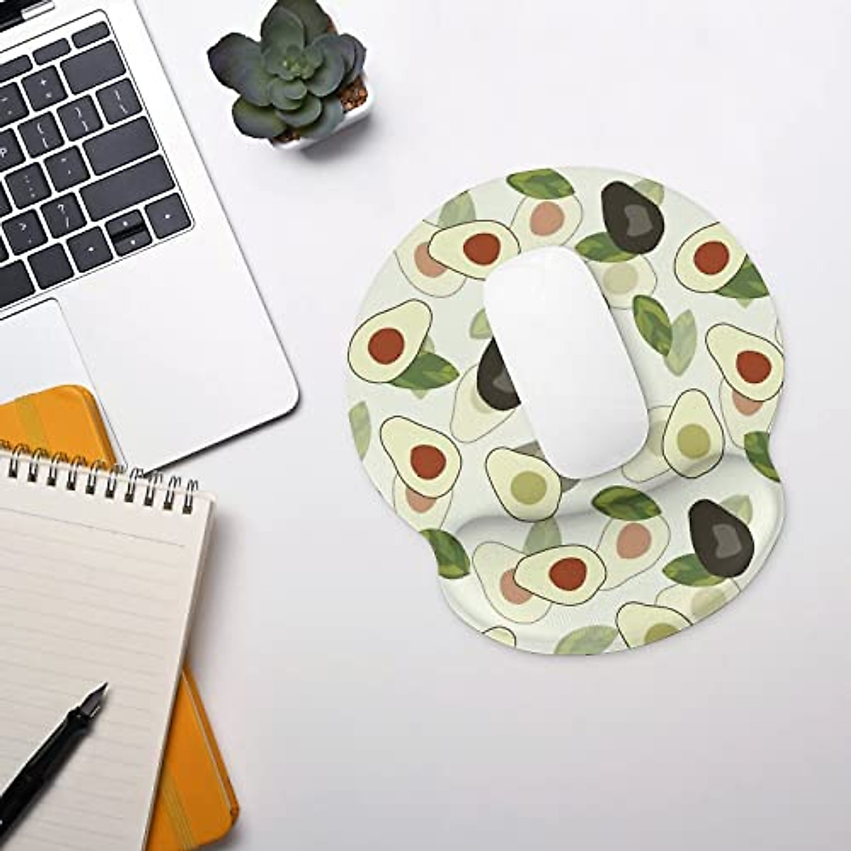 SEPTYK Green Avocados Pattern Ergonomic Mouse Pad with Wrist Support Rest Gel Non-Slip Rubber Base Mousepad for Computer Laptop Home Office Gaming Pain Relief