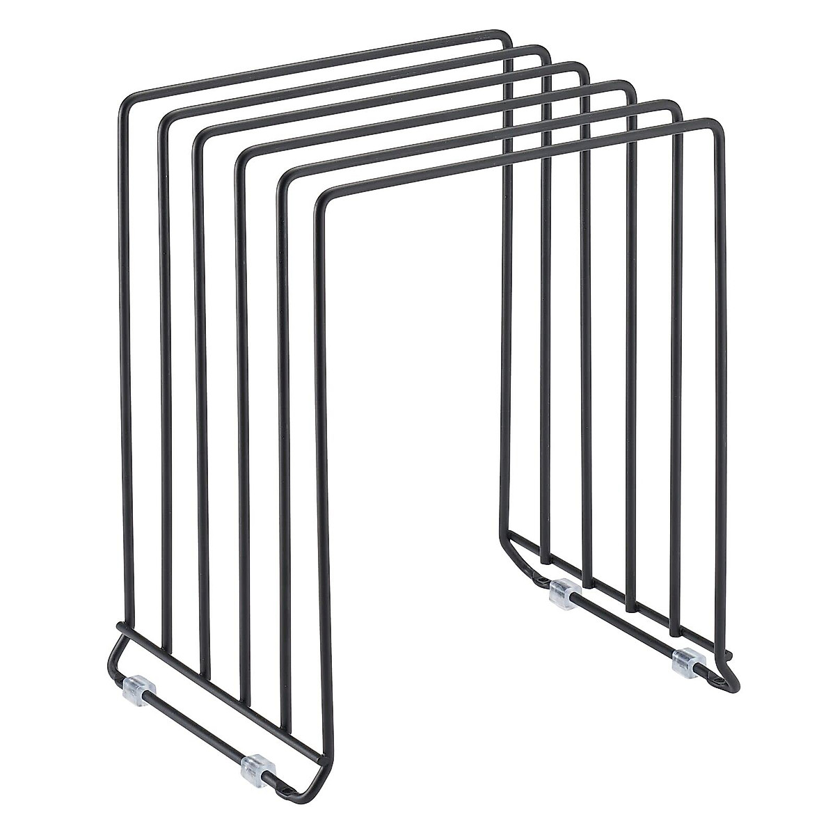 mDesign X-Large Steel Storage Tray Organizer Rack for Kitchen Cabinet - Divided Holder with 5 Slots for Skillets, Frying Pan, Pot Lids, Cutting Board, Baking Sheets - Concerto Collection - White