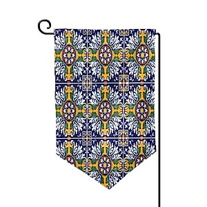 Mexican Talavera Tile Pattern Premium Garden Flags - Garden Decoration Flags/Yard Decoration Flags/Outdoor Garden Flags/Two Shapes Available