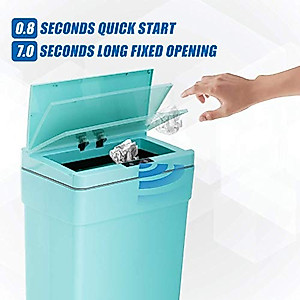 Automatic Trash Can 13 Gallon Trash Can with Lid, Kitchen Garbage Can 50 Liter High-Capacity Waste Bins Touch Free Kitchen Trash Can Plastic Trash Can for Bathroom Bedroom Home Office, Blue