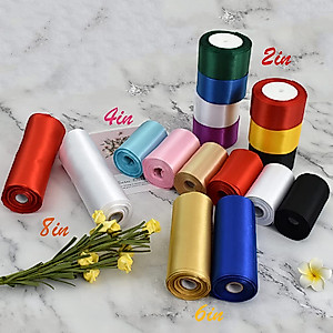 TONIFUL 2 Inch x 25 Yards Wide Royal Blue Satin Ribbon Solid Fabric Ribbons Roll for Valentine's Day Crafts Gift Wrapping Invitation Cards Floral Hair Bows Sewing Party Wedding Car Decoration