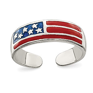 Gem And Harmony American Flag Toe Ring in Sterling Silver