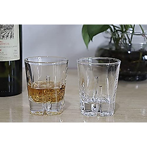 BothEarn Whiskey Rocks Glass Set of 2 - Clear Drinking Cup with Heavy Solid Base - Good for Bourbon Jack Daniels Tennessee and Scotch, 6.5 oz (185 ml)