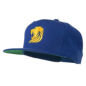 Gold Lion Embroidered Wool Snapback Cap - Royal OSFM