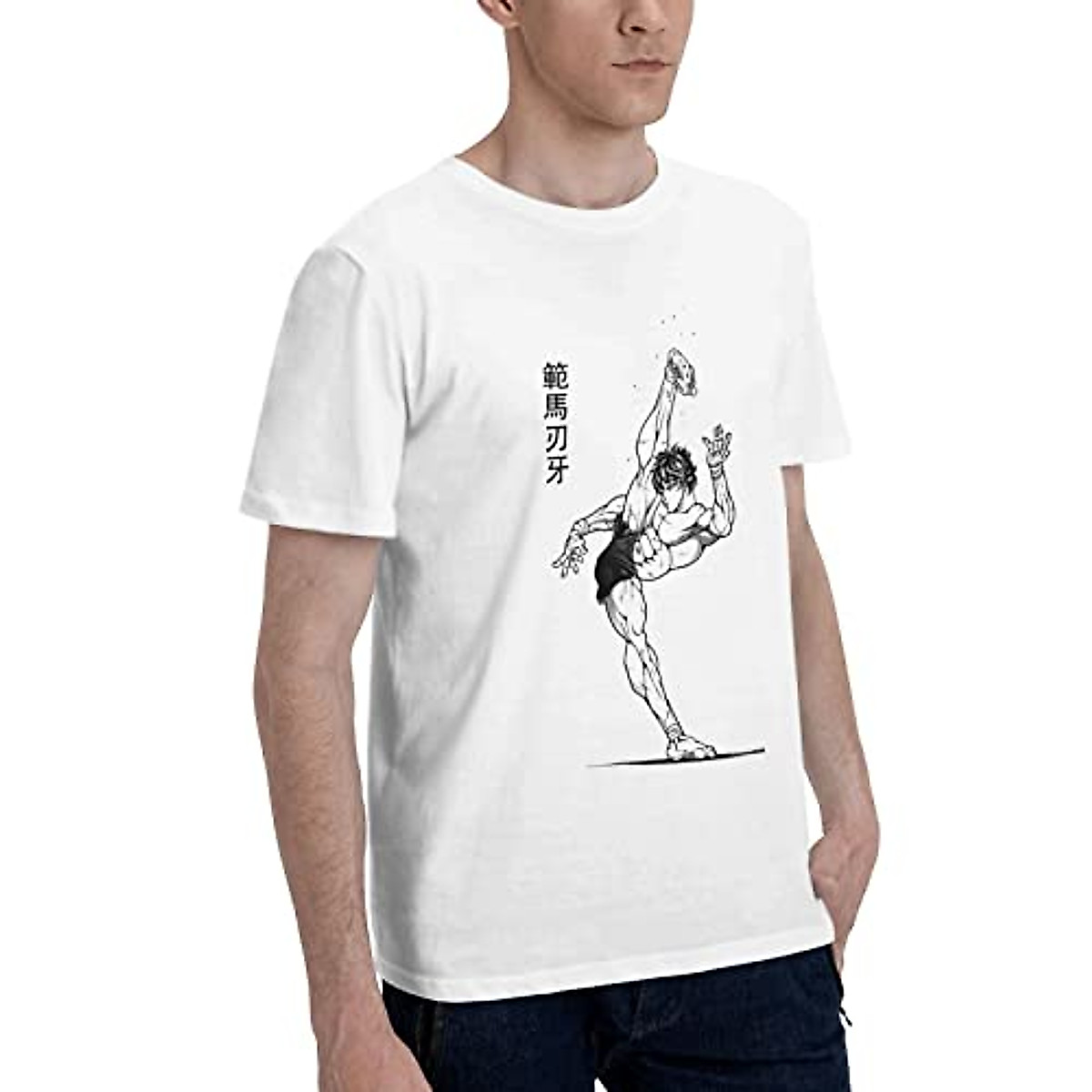 Baki The Grappler Shirt Mens Anime Casual Fashion Cotton Crew Neck Short Sleeve Tops T-Shirt Summer for (Men,Man,Mens) White