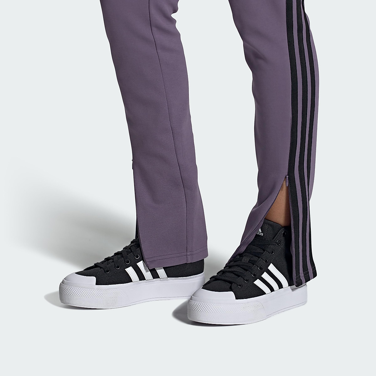 adidas Women's Bravada 2.0 Mid Platform Skate Shoe, Core Black/White/Core Black, 10