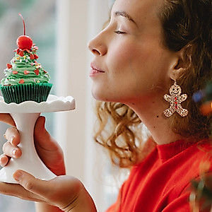 Christmas Gingerbread Man Charm Dangle Drop Earrings Glitter Gold Acrylic Resin Fashion Statement Jewelry Holiday Gift Set Women Xmas Party Favors Decor Accessories