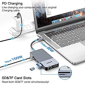 Docking Station, MCY 12 in 1 Triple Display Laptop USB C Docking Station Dual Monitor USB Type C Hub with Dual HDMI VGA Adapter, Compatible with MacBook, XPS, Dell, USB C Dock