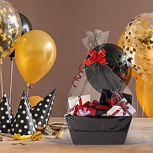 Aoibrloy Black Basket for Gifts Empty, 5 Pack Empty Gift Basket Kit With 5 Bags and 5 Bows, Gift Package Basket for Halloween, Birthday Party Gift Wrapping