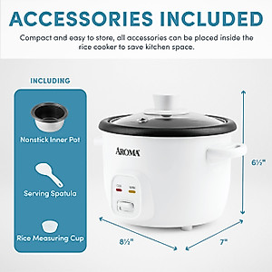 Aroma Housewares 4-Cups (Cooked) / 1Qt. Rice & Grain Cooker (ARC-302NG), White