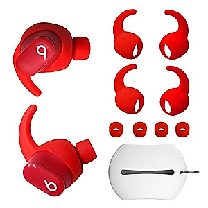 Anti Slip Silicone Ear Hook Tips for Beats Studio Buds Eartips for Beats Earbuds Replacement for Beats Cover Red 2 Pairs
