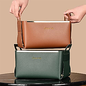 MRBJC Premium Nordic Style Leather Storage Box,Secure Fastening-Suitable for Accessories, Paperwork, Magazines, Keepsakes, Toys-Great for Anywhere The Home Royal Blue 24.5x14.5x13cm