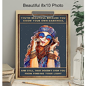 Motivational Wall Decor for Women - Positive Quotes Boho-chic Wall Art - Hippie Poster - Encouragement Gifts for Women BFF Teen Girls - Women's empowerment Wall Art - Inspirational Art - UNFRAMED 8X10