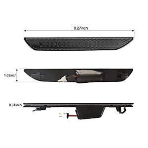 LDETXY LED Rear Side Marker Lights for Ford Mustang 2015-up, LED Smoked Back Side Marker Lights Rear Bumper Lights Reflectors Assembly for 2015+ Ford Mustang Accessories - Rear 2PCS