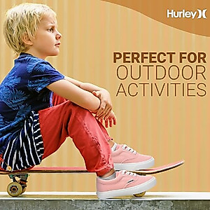 Hurley Marley Kids Lace Up Canvas Sneakers – Low Cut Skateboarding Shoes for Kids, Sports Shoes for Boys and Girls, Pink