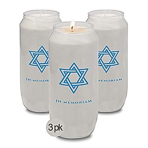 Yahrzeit Memorial Candles - Yahrzeit Candle 7-Day Burn Time - 3 Pack