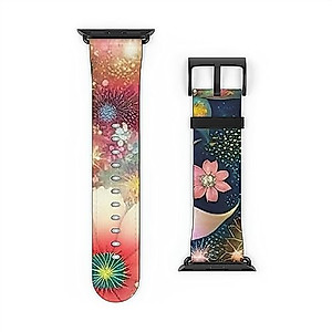 Creative Vibes2 Floral Smart Watch Band Compatible with Smart Watch Series 1, 2, 3, 4, 5, 6, 7, & SE - Leather Watch Bands for Smart Watches (38-41 mm, Gold Matte)