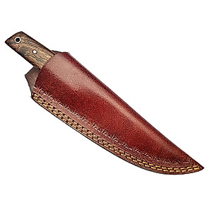 Handmade Full Tang Damascus Steel Fixed blade Knife, Hunting Knives Bushcraft knife- Skinning Knife-EDC With Rose Wood Handle and Real Leather Sheath
