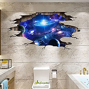 Blue Purple Galaxy Wall Decals, Removable Sticker,The Art Magic 3D Milky Way Dreamscape Home Decor (4 Sheets)