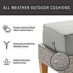 Crosley Furniture Capella 3-Piece Outdoor Sofa Patio Furniture Set, Wicker Conversation Sets for Porch, Acorn with Gray Cushions