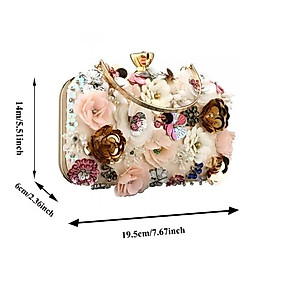 Sequins Floral Handbag Rose Nude Clutch Purses and Handbags for Women Wedding Prom Banquet Party 3D Sequins Evening Handbag (Black-1)