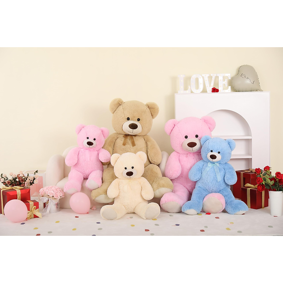 Toys Studio 36 inch Big Teddy Bear Cute Giant Stuffed Animals Soft Plush Bear for Girlfriend Kids, Beige