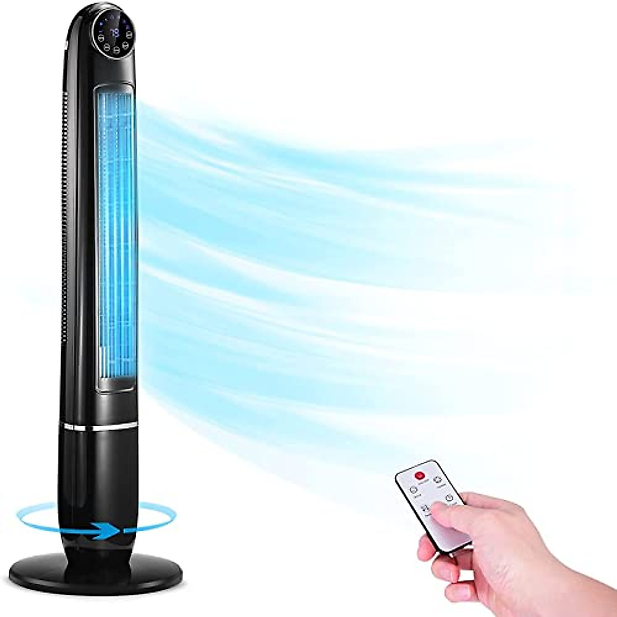 Tower Fan - Trustech 48'' Bladeless Cooling Tower Fan with 3 Speed and 3 Modes, Oscillating Fan with Remote and LED Display, 12 H Timer, Quiet and Space-Saving Fan for bedroom/Office