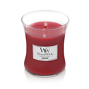 WoodWick Medium Hourglass Candle, Currant - Premium Soy Blend Wax, Pluswick Innovation Wood Wick, Made in USA