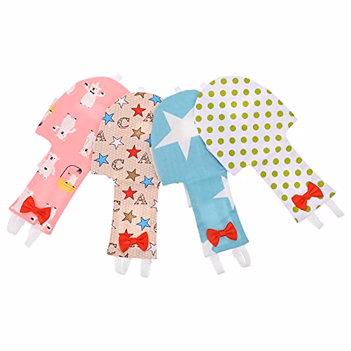 VILLCASE Budgie Diaper 4 Pack Reusable Bird Flight Suit- Breathable Bird Diaper, Bird Clothes with Bowtie Decor, Bird Pee Pads for Parakeet Parrot Canary Budgie Macaw (Size XL) Bird Flight Suit