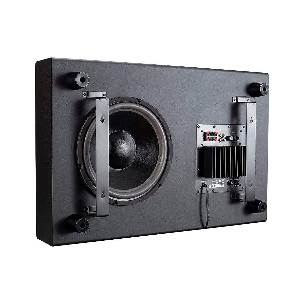 Monoprice Ssw-12 Powered Slim Subwoofer - 12 Inch with Ported Design, 150 Watts, Lowprofile Includes On-Wall Mounting Brackets, Black