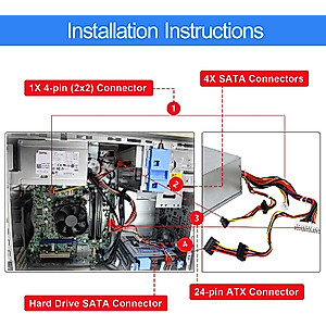 YEECHUN Upgraded 300W L300PM-00 Power Supply Replacement for Dell 3847 MT Power Supply/PS-6301-06D G9MTY 0G9MTY L300PM-00 HU300PM-00 B300NM-00 H300PM-00 AC265AM-00 L265EM-00 XW596 XW597 XW598 Y359G