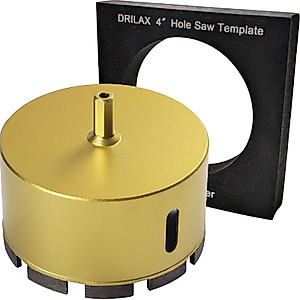 4 Inch Masonry Hole Saw, Diamond Hole Saw, Heavy Duty Dry Core Hole Saw for Concrete Hole Saw Bit Brick, Cinder Block, Core Drill Guide Included Extra Long Depth of Cut