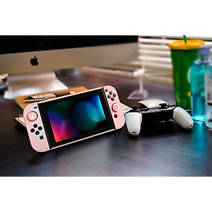 Niclogi Dockable Case for Nintendo Switch, Protective Cover Case Compatible with Nintendo Switch Console and Joy-Con Controller, Separable Hard Cover Case with 2 Thumb Grip Caps(Pink)