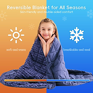 yescool Weighted Blanket Kids 5 lb Blue Warm Weighted Throw Blanket Minky Plush Heavy Blanket Microfiber Small Fleece Blanket Cooling Heating Weighted Comforter, 36 * 48in