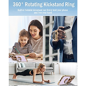 Jasmeas for Galaxy Z Flip 5 Case for Women Girl, Luxury Soft Back Cover with Ring Holder Plating Rose Gold Edge 360° Kickstand Slim Flexible Phone Case for Samsung Galaxy Z Flip5 (2023), Purple