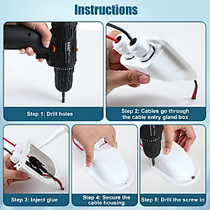 4 Pieces Solar Double Cable Entry Gland for All Cable Types 13AWG to 7AWG, RV Accessories Waterproof ABS Solar Dual Cable Entry Housing for RVBoatYachtRoofCamper Van