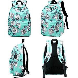 Caddlouy Waterproof Backpack for College Girls Women USB Charging Port Fits 14" Laptop Daypack School Bookbag