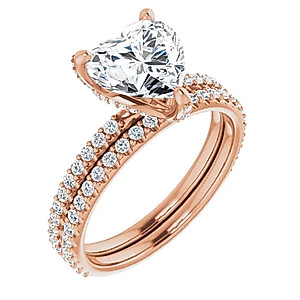 Solitaire Moissanite Engagement Ring Set, 2.75 CT Heart Cut Moissanite Diamond Bridal Wedding Ring Set for Womens, Birthday Gift, VVS1 Colorless, 10K 14K 18K Solid Gold, 925 Silver