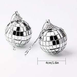 24 Pcs Silver Disco Mirror Ball for Party Decoration, Christmas Tree Wedding Birthday Party Ornaments(4CM)