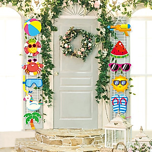 Summer Pool Hanging Banner Party Decorations Supplies Beach Luau Hawaii Holiday Door Porch Sign Cutouts Cool Summer Garden Hanging Banner for Boys and Girls Birthday Party Supplies Wall Door Party