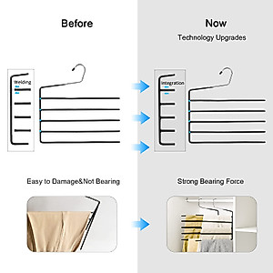 Nature Smile Pants Hangers 3pack, Heavy Duty Multi Layers Space Saving Slack Hangers,Non Slip 5 Tier Open-Ended Pants Hanger Closet Storage Organizer for Garden Flags Trousers Jeans Scarf