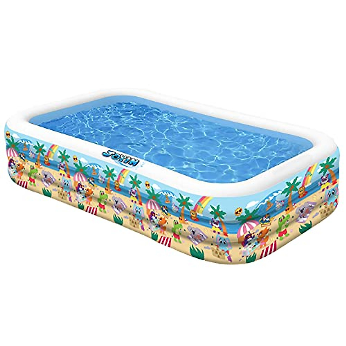 JOYIN Inflatable Kiddie Swimming Pool Full-Size Swim Center Beach Pattern for Seasonal Merriment Outdoor Kids/Family Activity, 120''*72''*22''